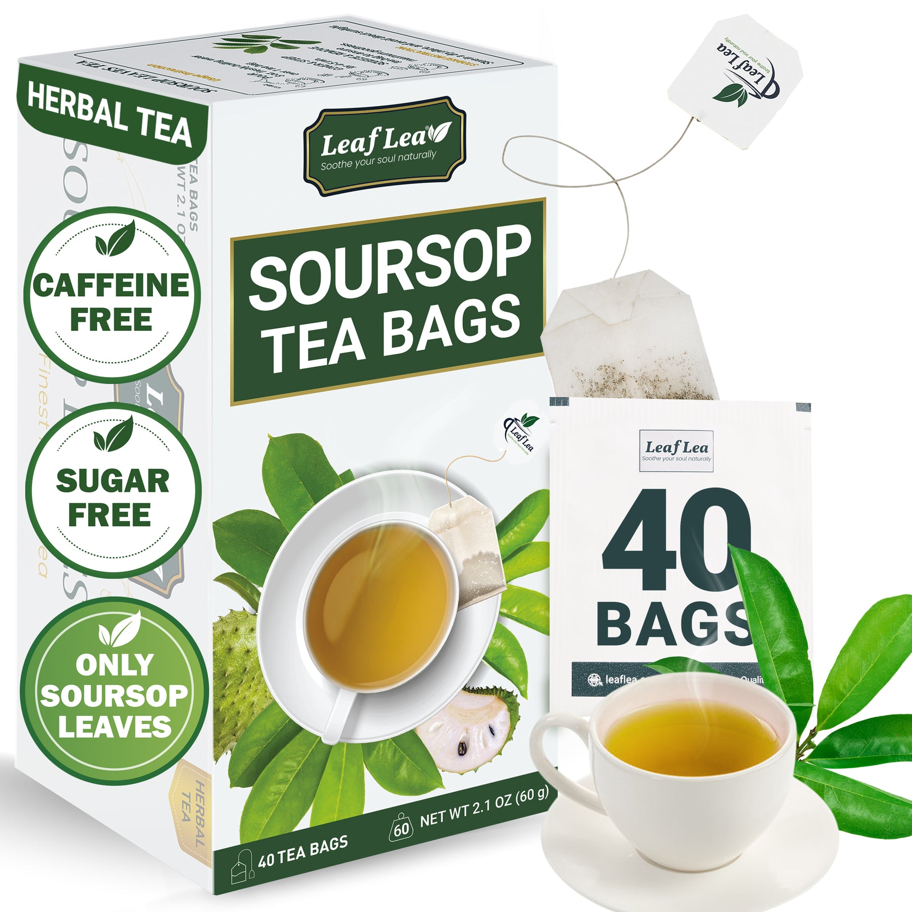 Premium Soursop Leaf Tea Bags for Digestion Support – LeafLea